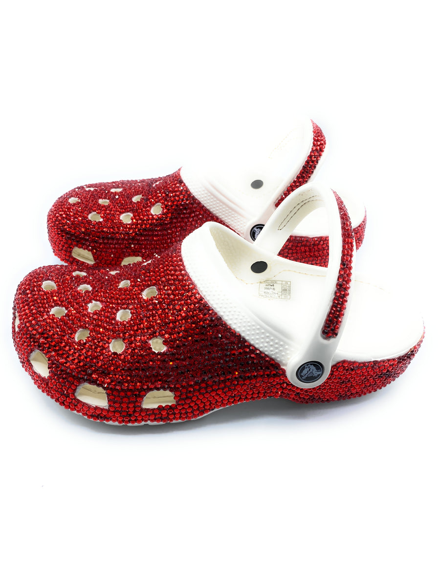 Bling Red Rhinestone on White Clogs Adults – PinkIce Novelty